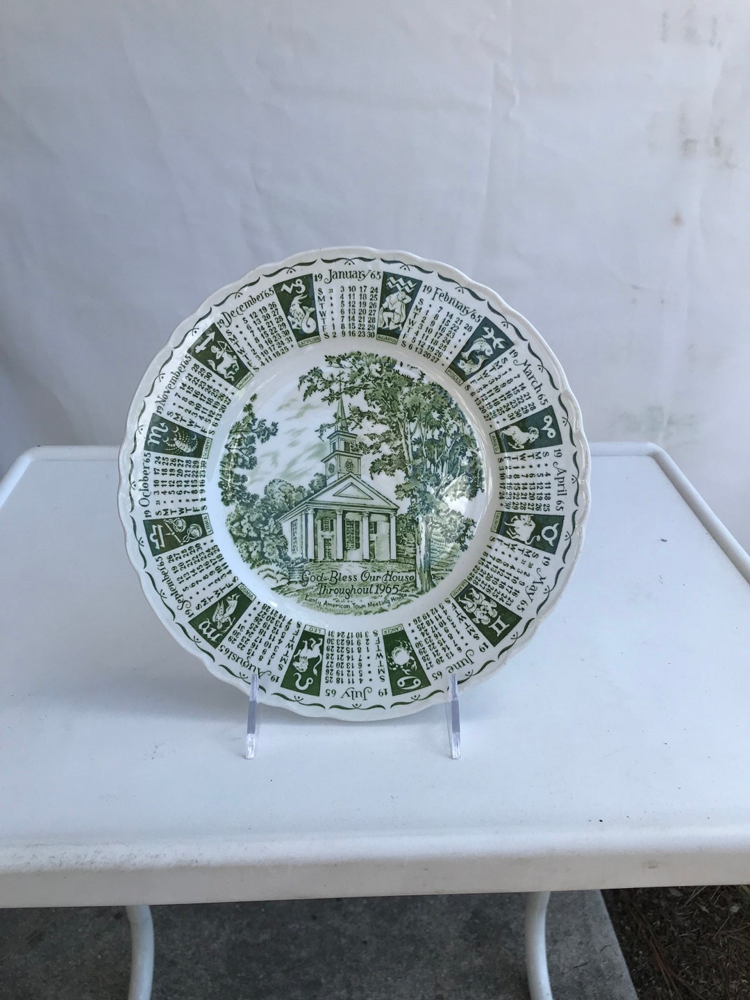 1965 Zodiac Calendar Plate Royal Staffordshire 1965 Calendar - Etsy