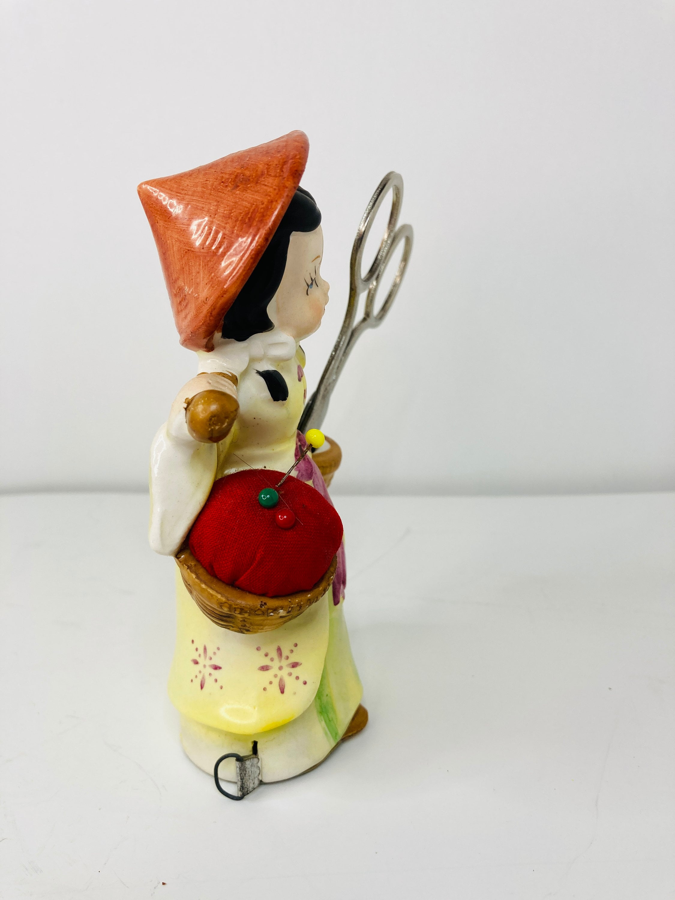 Sewing Doll Made in Japan Ceramic Figurine Sewing Doll Porcelain Sewing ...