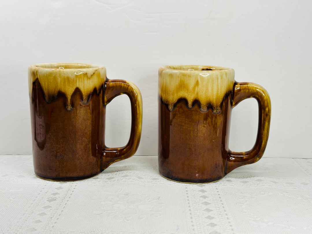 Hall Brown Drip Mug Set, Hall Brown Coffee Mugs, Brown Drip Coffee Mugs ...