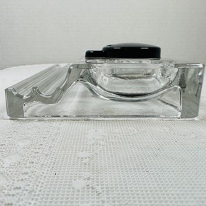 Victor Glass Inkwell Stand and Pen Rest, Glass Victor Inkwell Desk ...
