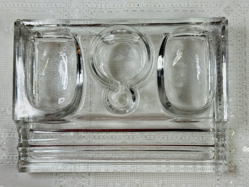 Victor Glass Inkwell Stand and Pen Rest, Glass Victor Inkwell Desk ...
