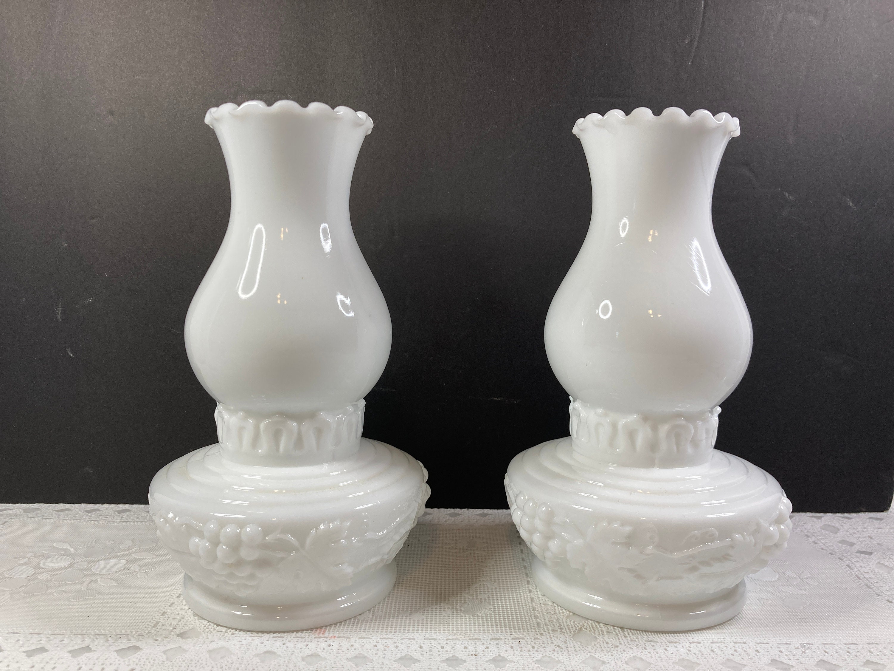 Imperial Milk Glass Oil Lamp Shaped Vases Imperial Milk Glass - Etsy