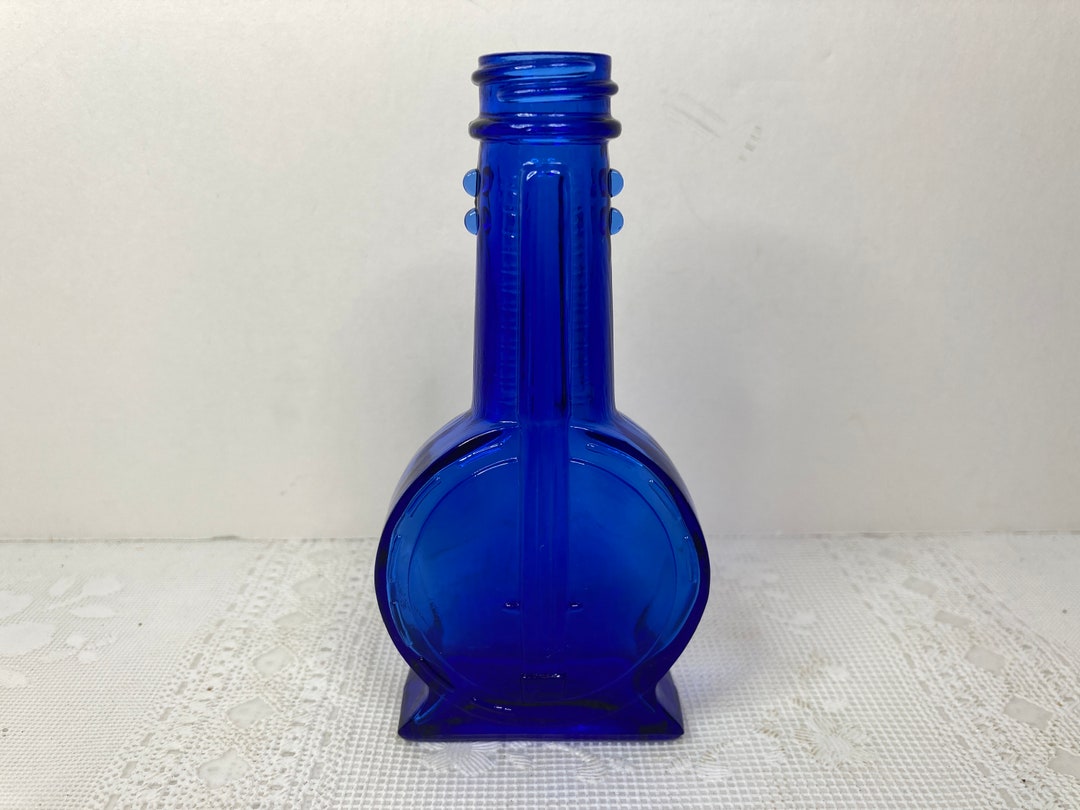Vintage Blue Banjo Bottle, Blue Guitar Bottle, Blue Instrument Shaped ...