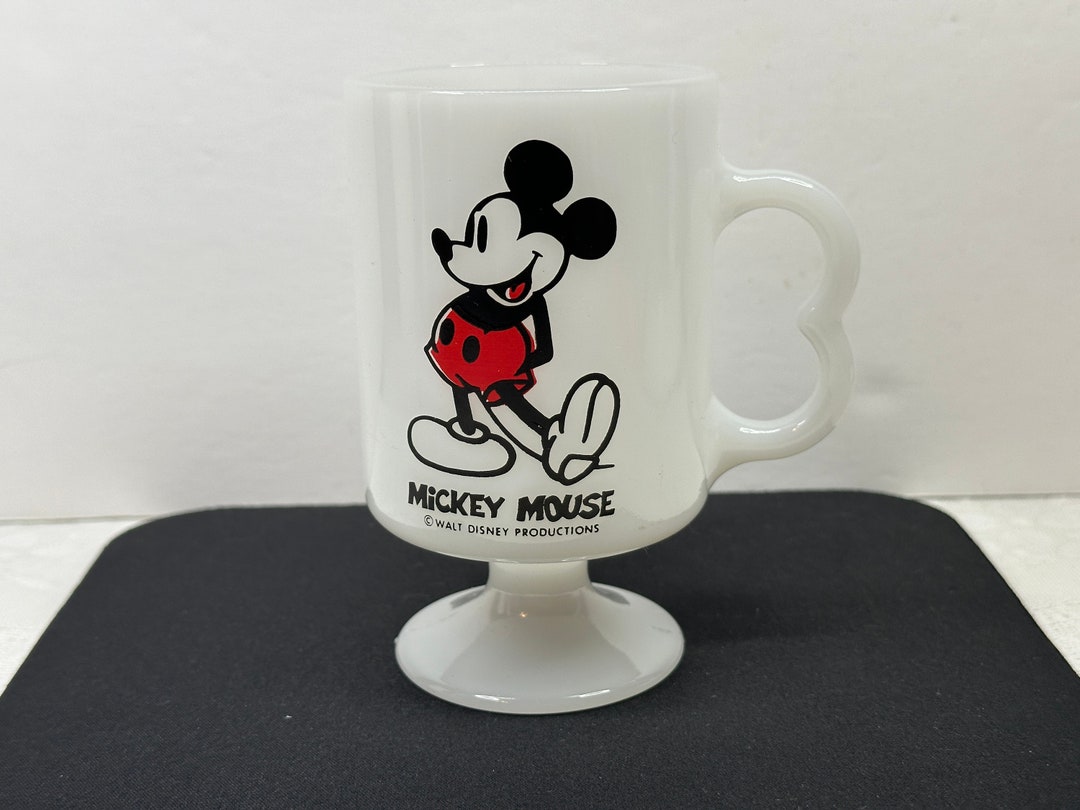Mickey Mouse Milk Glass Pedestal Cup, Mickey Mouse Milk Glass Cup ...