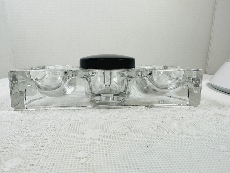 Victor Glass Inkwell Stand and Pen Rest, Glass Victor Inkwell Desk ...