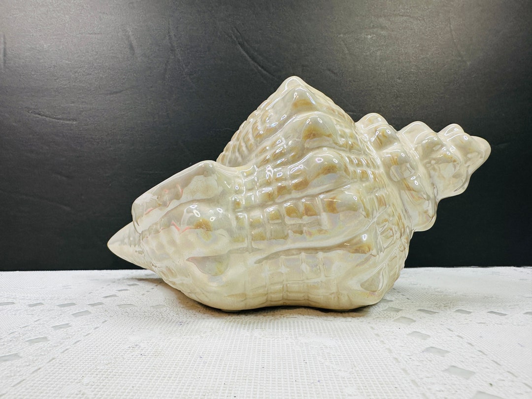Iridescent Ceramic Conch Shell, Ceramic Conch Shell Planter, Ceramic ...
