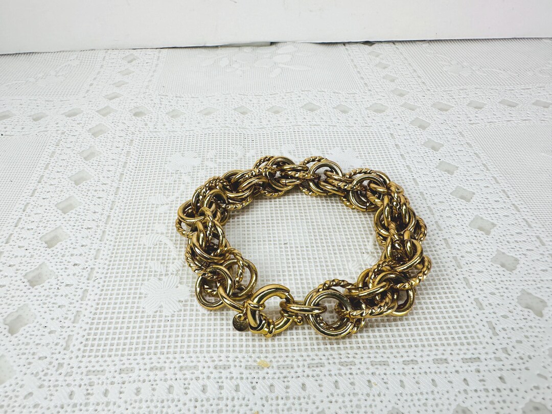 Vintage SLC Gold Toned Chunky Chain Link Bracelet - Etsy