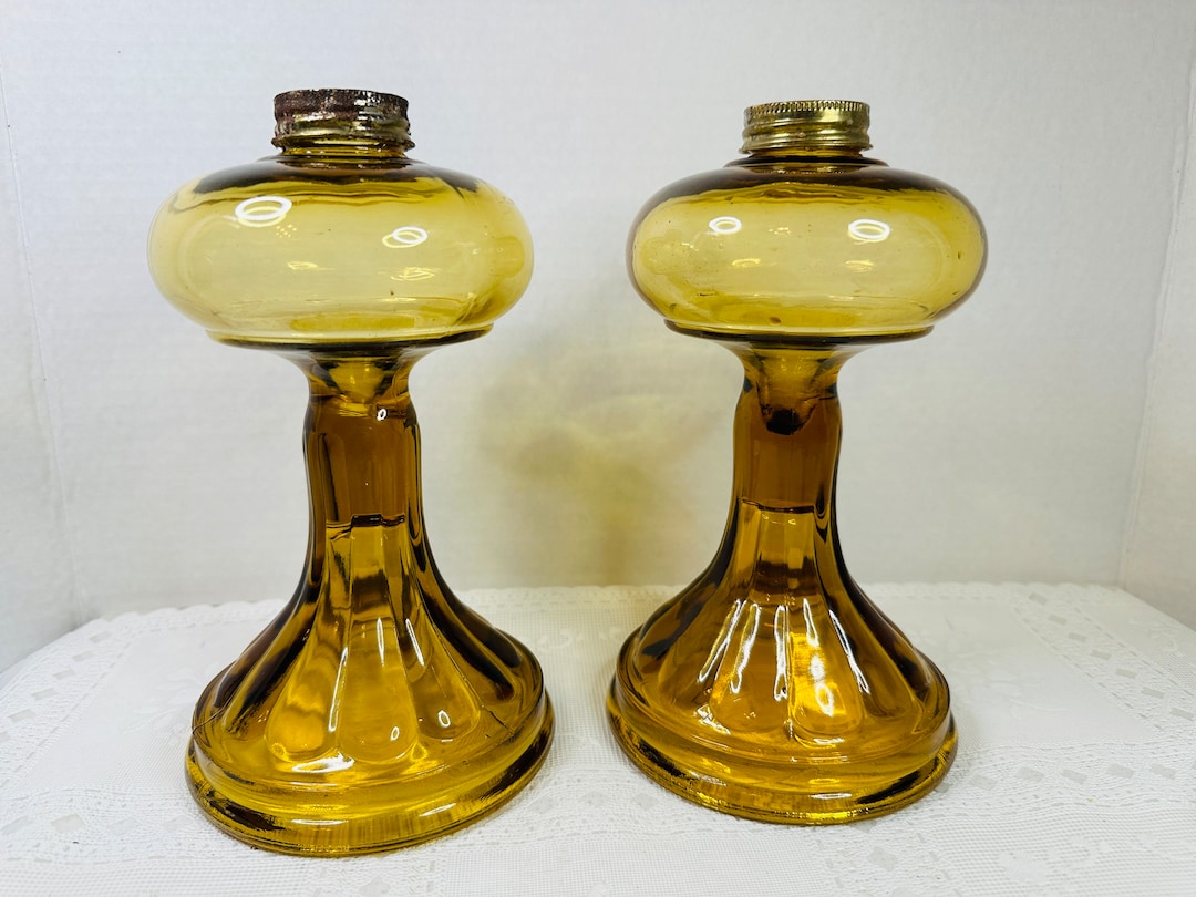 Amber Glass Oil Lamp Bases, Antique Oil Lamps, Amber Glass Oil Lamps ...