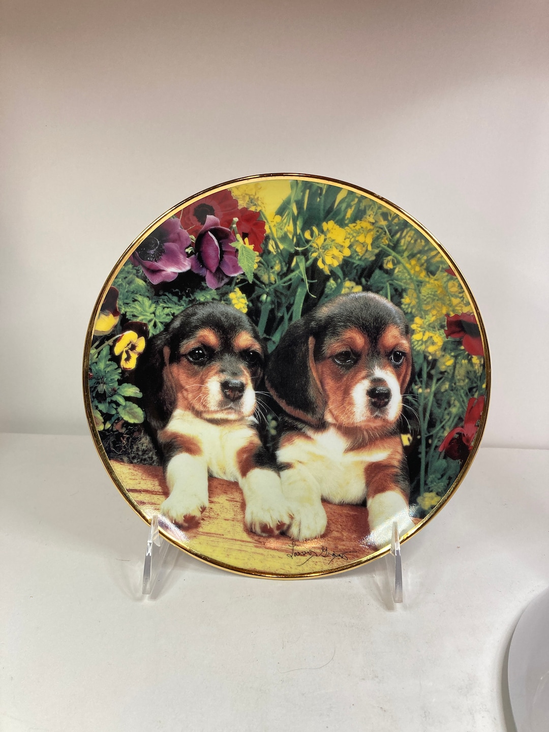 Beagle Plate the Franklin Mint, Puppies and Posies Beagle Plate by ...