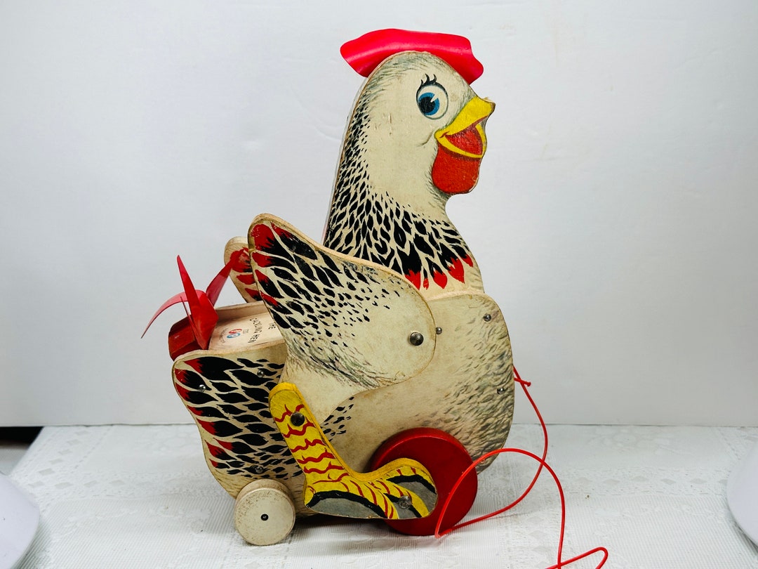 Fisher Price the Cackling Hen Pull Toy, Fisher Price Wood Chicken Pull ...