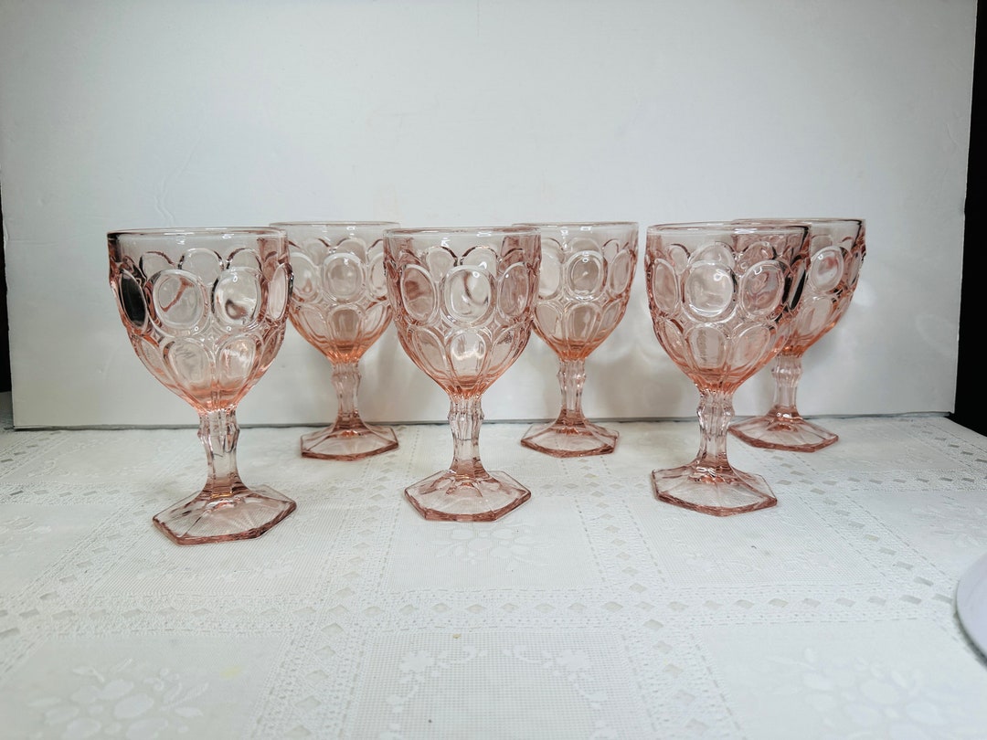 Fostoria Pink Moonstone Water Goblets, Fostoria Moonstone Goblets ...
