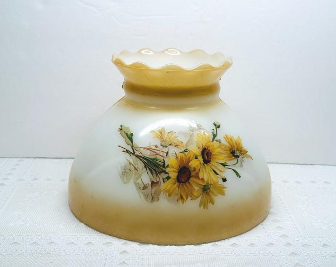 Milk Glass Daisy Hurricane Lamp Shade, Milk Glass Replacement Lamp ...