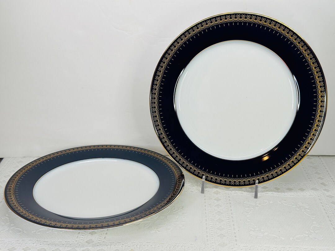 Romanov Cobalt Blue Trimmed Salad Plates, Cobalt Blue Edged With Gold ...