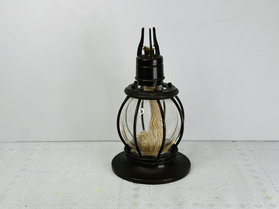 Antique Alcohol Lamp, Glass Alcohol Burner, Metal and Glass Alcohol ...