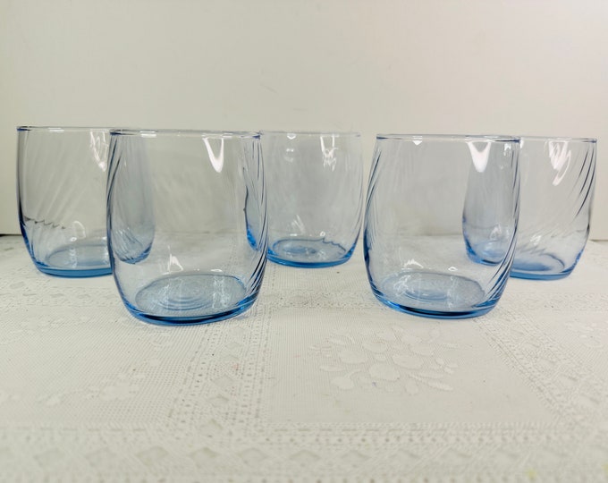Libbey Blue Swirl Drinking Glasses, Libbey Blue Swirl Short Glasses ...