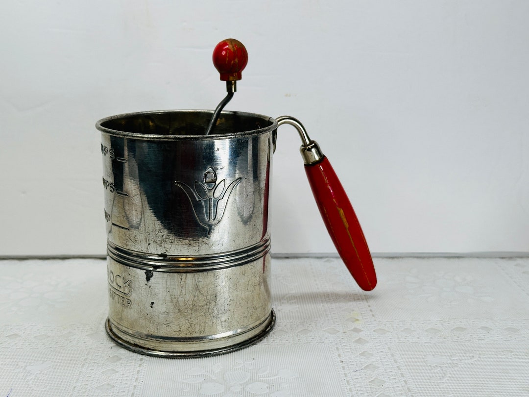 Androck Double Sifter, Androck Red Handle Sifter, Vintage Flour Sifter ...
