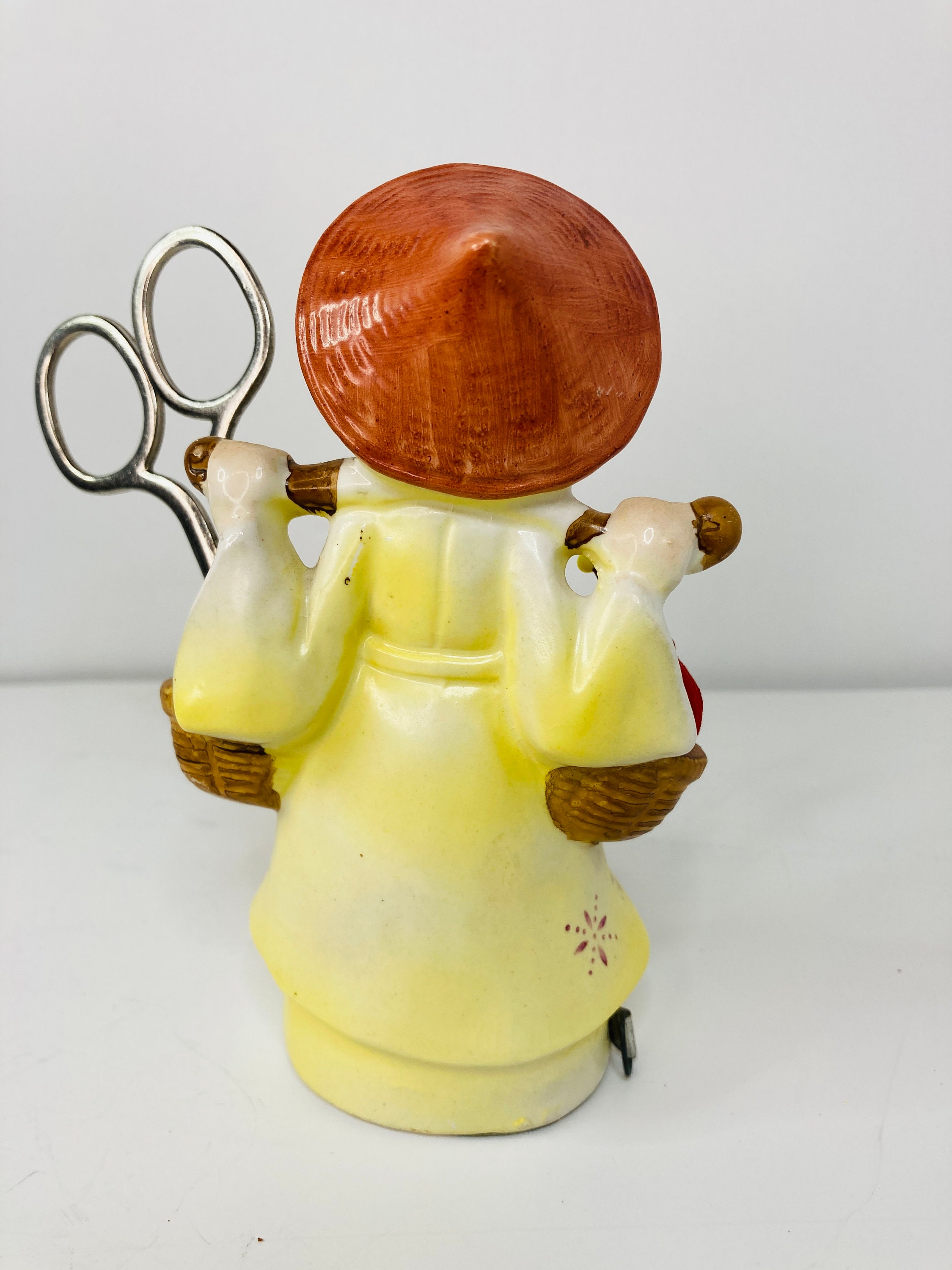 Sewing Doll Made in Japan Ceramic Figurine Sewing Doll Porcelain Sewing ...