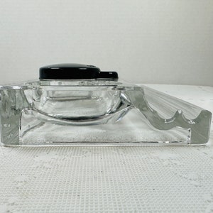 Victor Glass Inkwell Stand and Pen Rest, Glass Victor Inkwell Desk ...