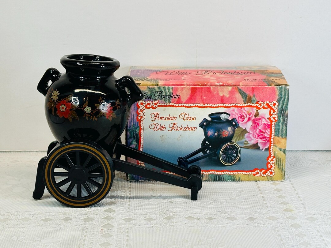Miniature Porcelain Vase With Rickshaw, James Alex Vase With Rickshaw ...