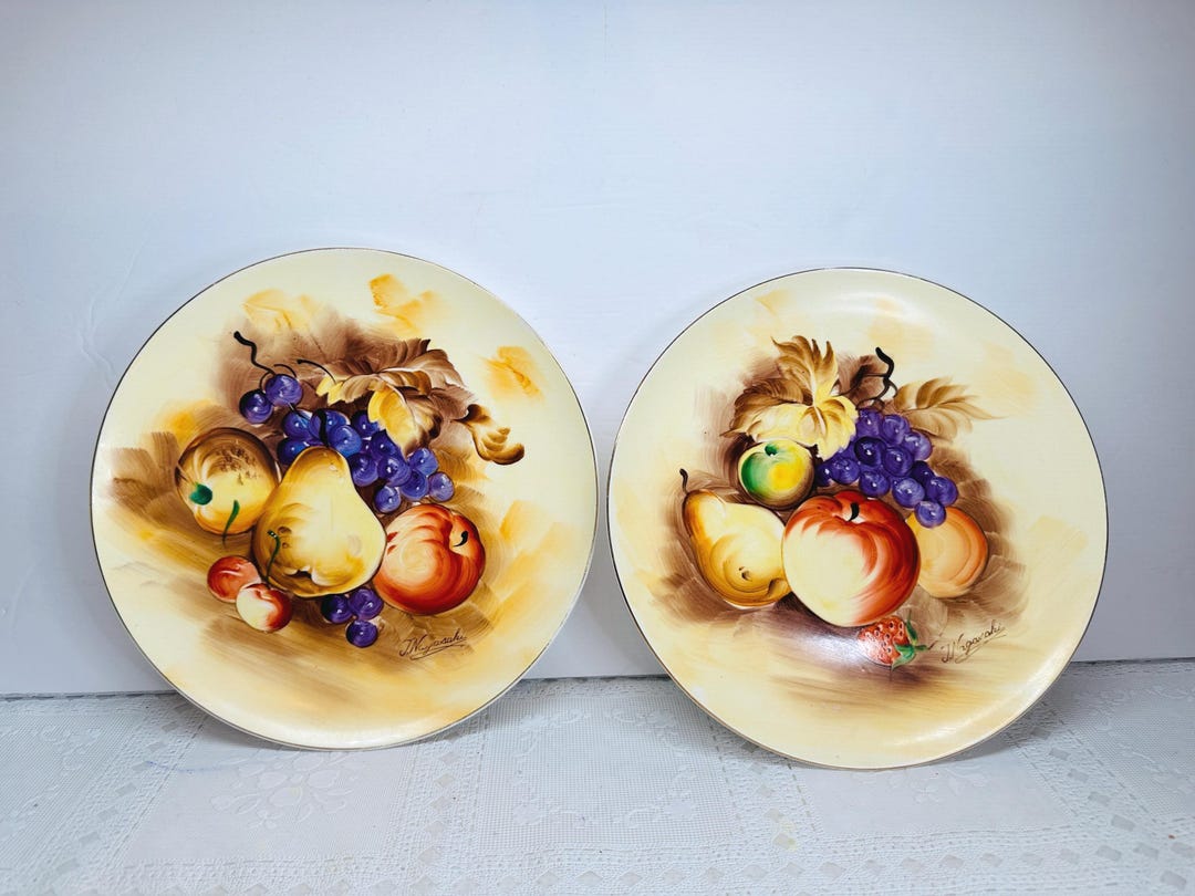 Enesco Fruit Wall Plates Set: Hand-painted Nagasaki Art, Display Decor ...