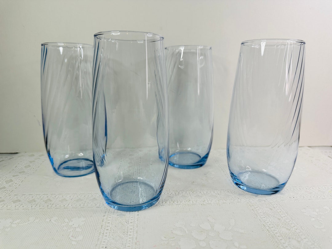 Libbey Blue Swirl Drinking Glasses Libbey Blue Swirl Tumbers Etsy