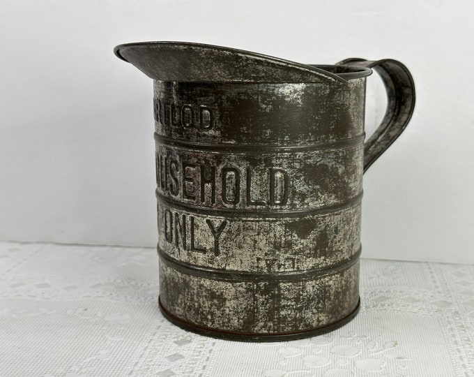 Tin One Quart Household Measure Cup, Antique One Quart Tin Measure ...
