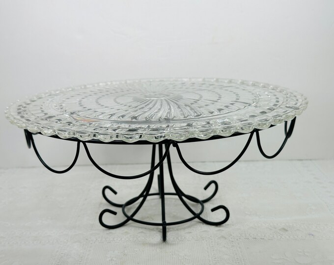 Wire Cake Stand With Glass Plate, Metal Wire Cake Stand, Wire Pastry ...