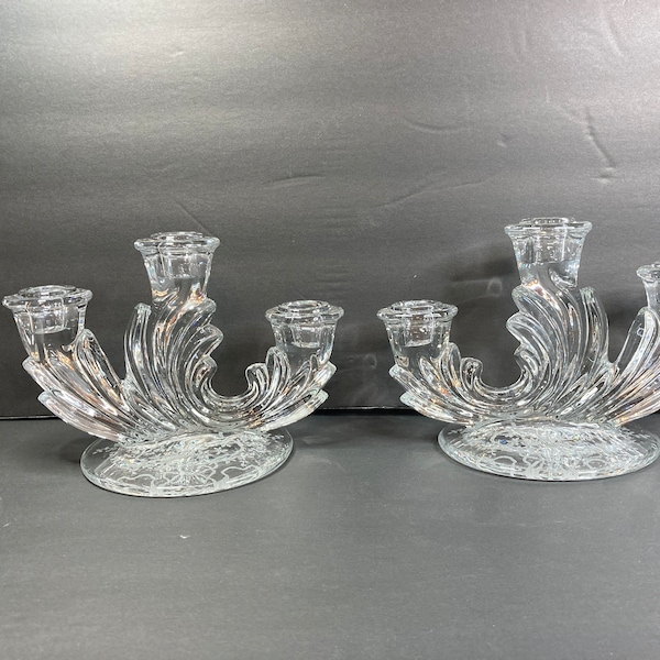 Fostoria Triple Candle Holder - Etsy