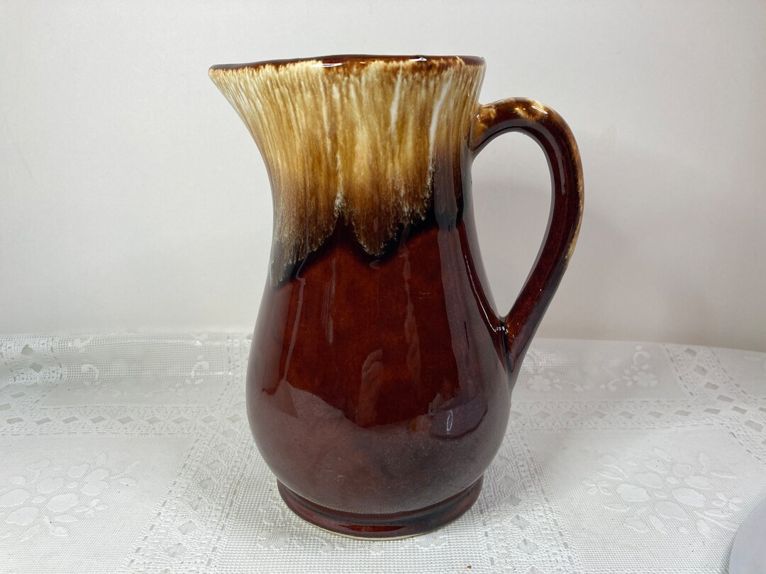 Roseville Brown Drip Pitcher, Roseville Pottery Pitcher, Brown Drip ...