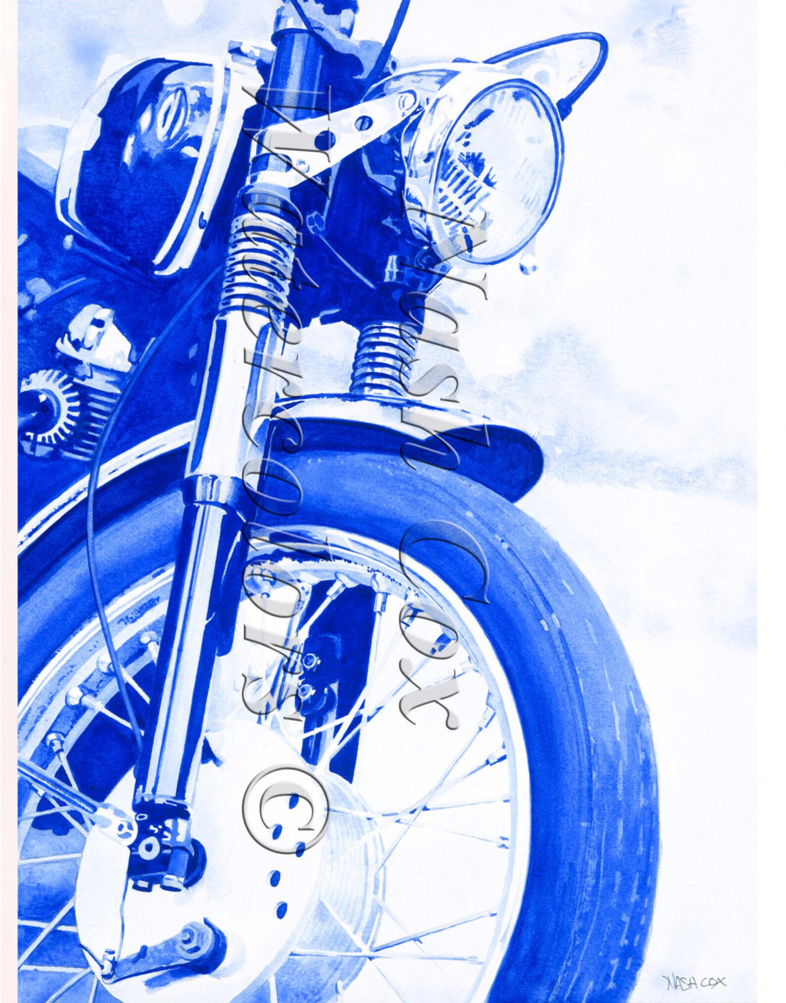 Old Motorcycle Reproduction of Original Monochromatic Painting. - Etsy