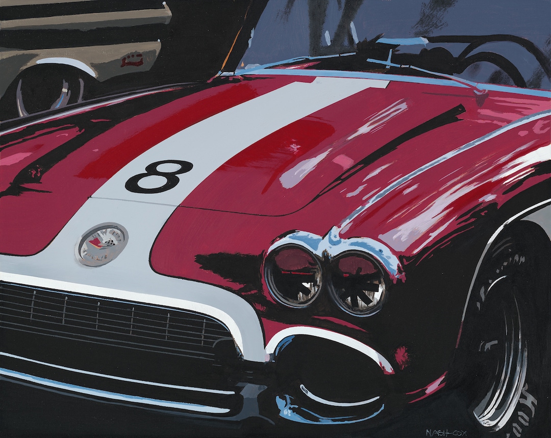 Corvette Stock Car- Reproduction of Original Acrylic Painting - Etsy