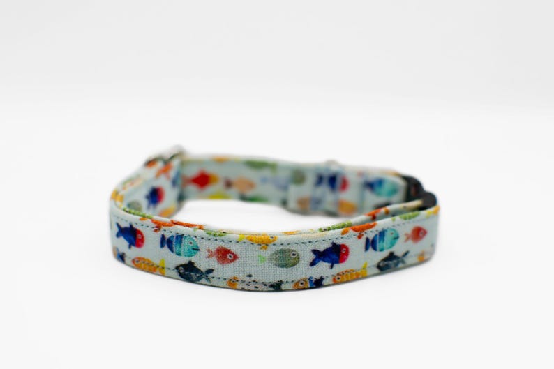 Fish Cat Collar- Watercolor, Summer, Colorful, Kitten, Puppy, Breakaway ...