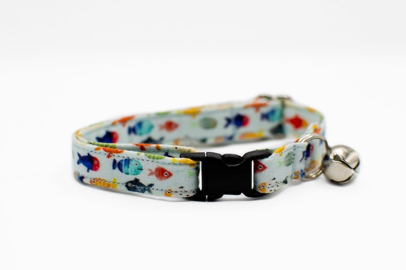 Fish Cat Collar- Watercolor, Summer, Colorful, Kitten, Puppy, Breakaway ...