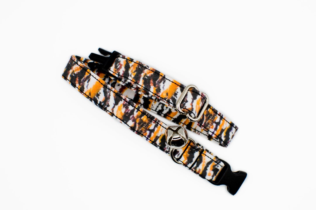 Tiger Stripe Cat Collar: Animal Print-orange & Black- Breakaway or Non ...