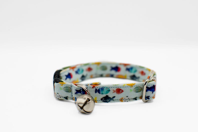 Fish Cat Collar- Watercolor, Summer, Colorful, Kitten, Puppy, Breakaway ...