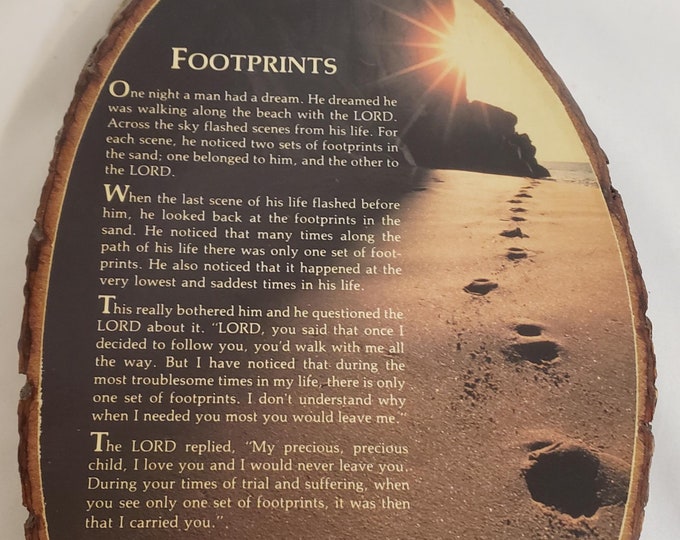 Footprints Poem on Wood Slab Wall Hanging - Etsy