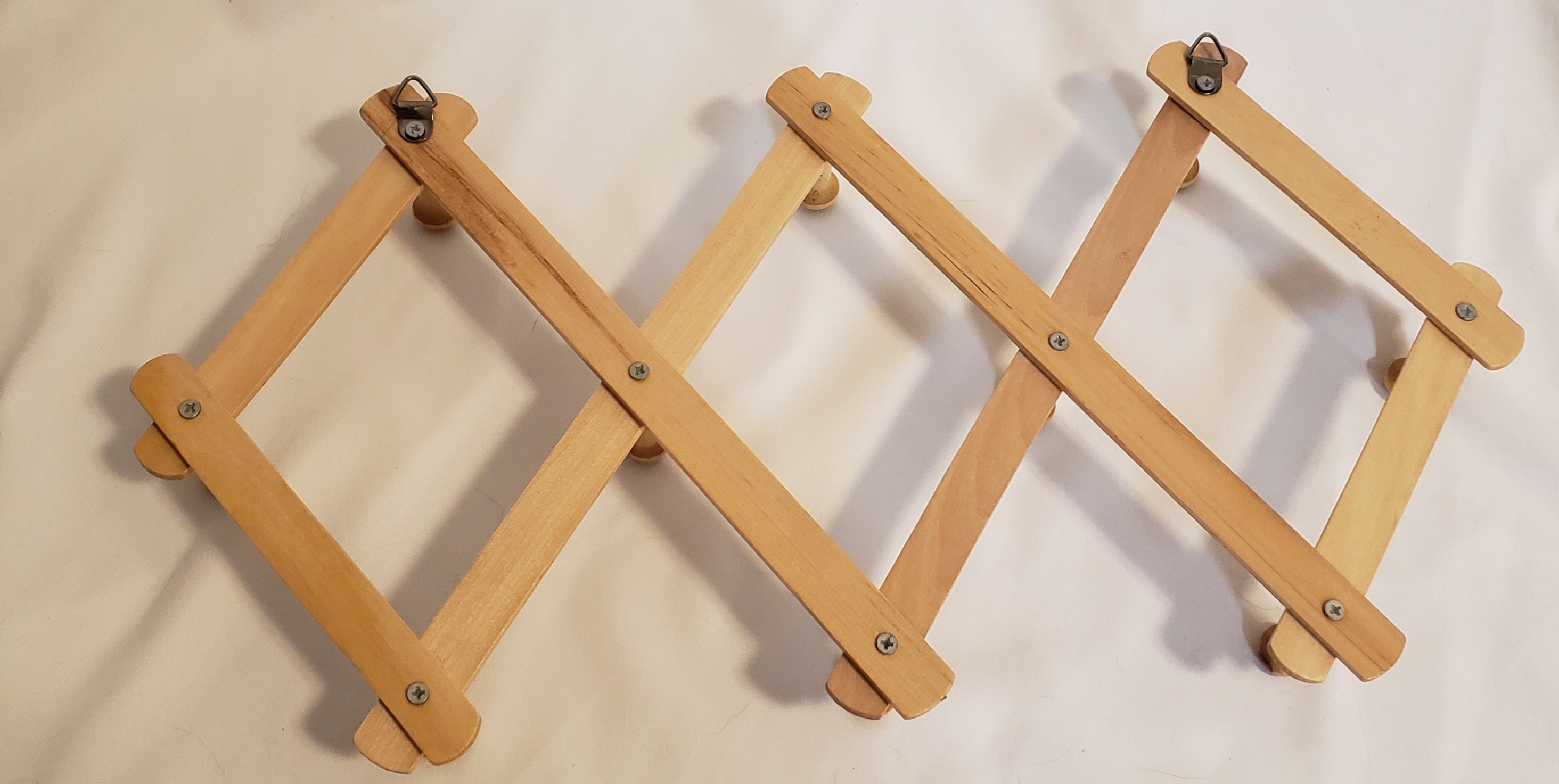 Vintage Wooden Accordion Wall Rack With Pegs Expandable Light - Etsy