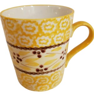 Temptations Old World Snack Plate & Coffee Mug Set Yellow Stoneware - Etsy
