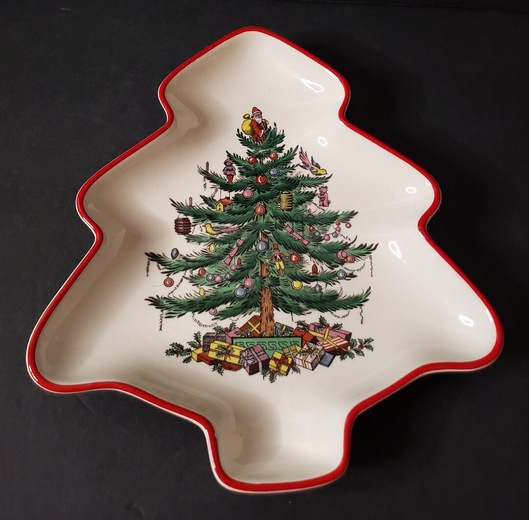 Spode Christmas Tree Shaped Candy Dish S3324-V With Red Rim - Etsy