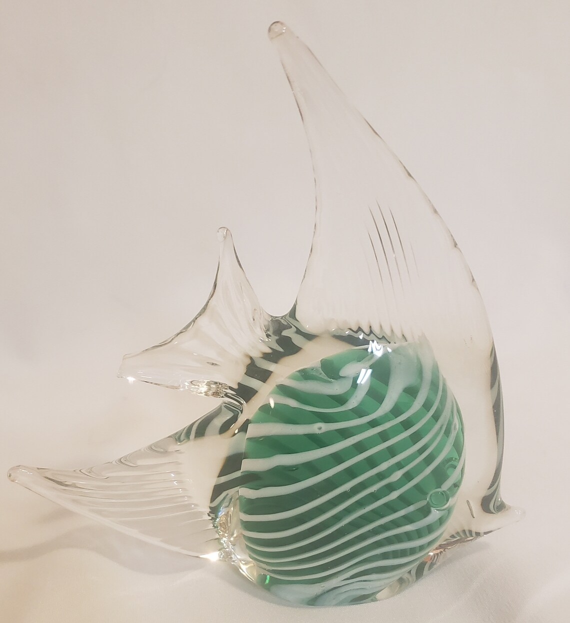 Green White Clear Art Glass Angel Fish Figurine Paperweight - Etsy