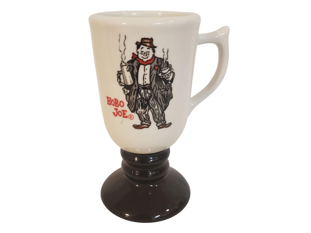 Hobo Joe's Restaurant 1960s 1970s Pedestal Coffee Mug Cup White Black ...