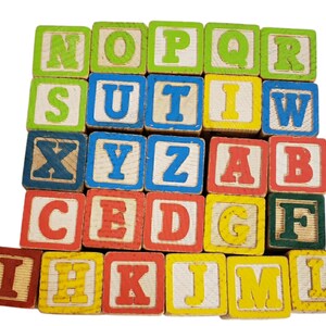 Set of 26 Wooden Alphabet Blocks A Z Complete Alphabet 1 1/4 X 1 1/4 ...