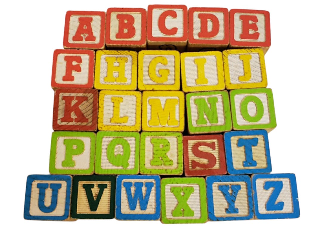 Set of 26 Wooden Alphabet Blocks A Z Complete Alphabet 1 1/4 X 1 1/4 ...