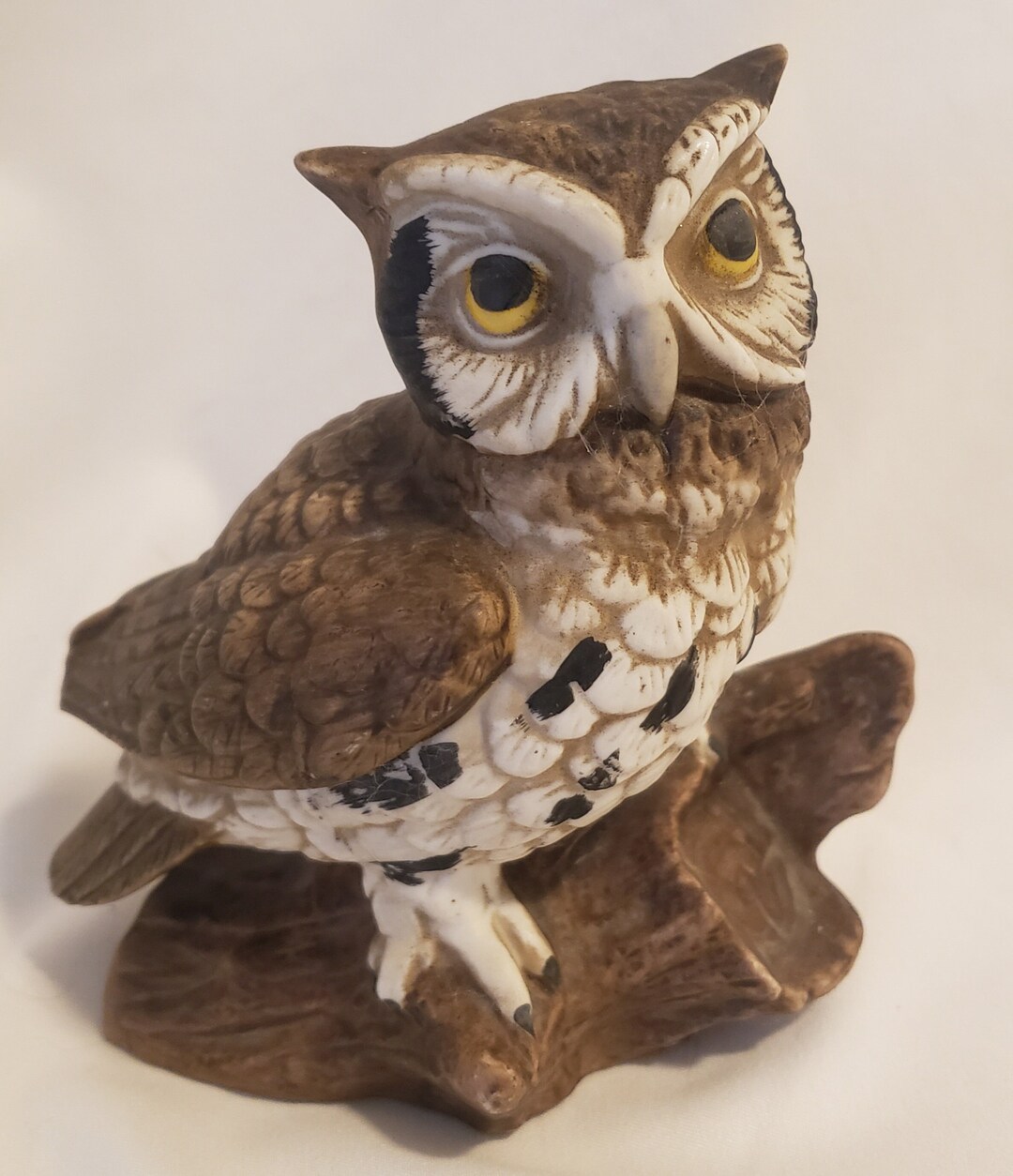 Vintage Homco Ceramic Owl Perched on a Log Figurine - Etsy