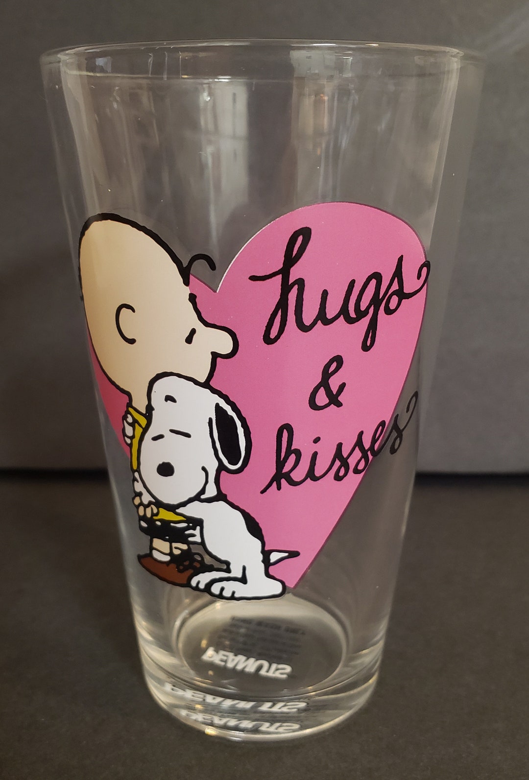Peanuts Charlie Brown and Snoopy Hugs and Kisses Drinking Glass - Etsy