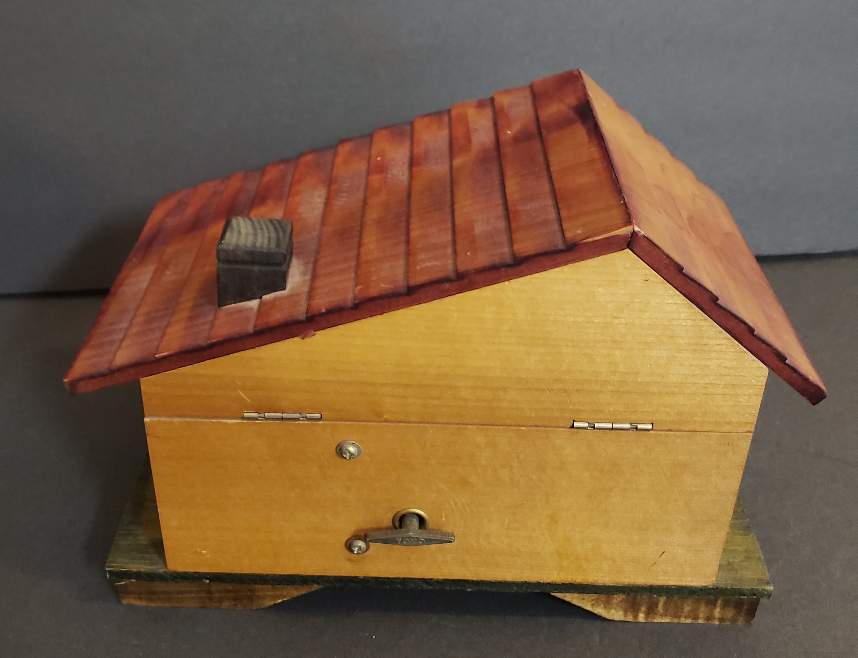 Swiss Alpine Chalet Musical Wooden Jewelry Box With Twirling Revolving ...