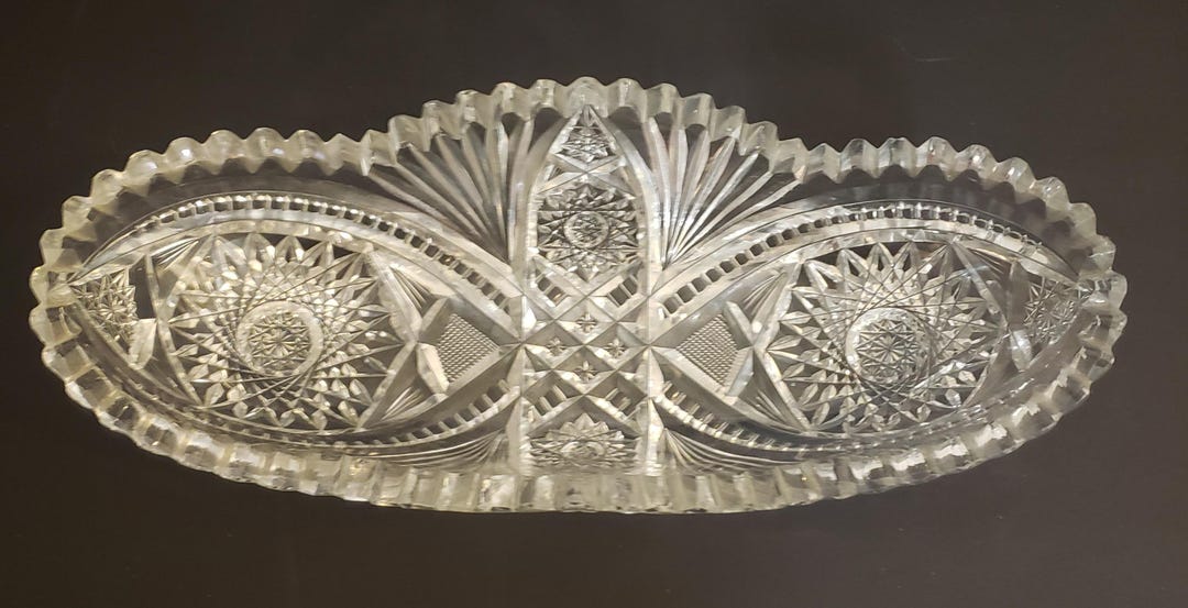Vintage Brilliant Cut Crystal Canoe Celery Relish Dish - Etsy