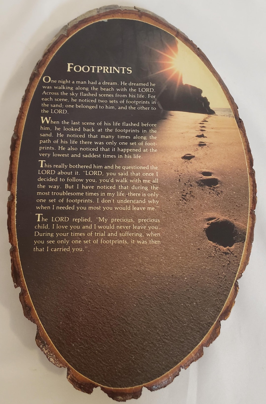 Footprints Poem on Wood Slab Wall Hanging - Etsy