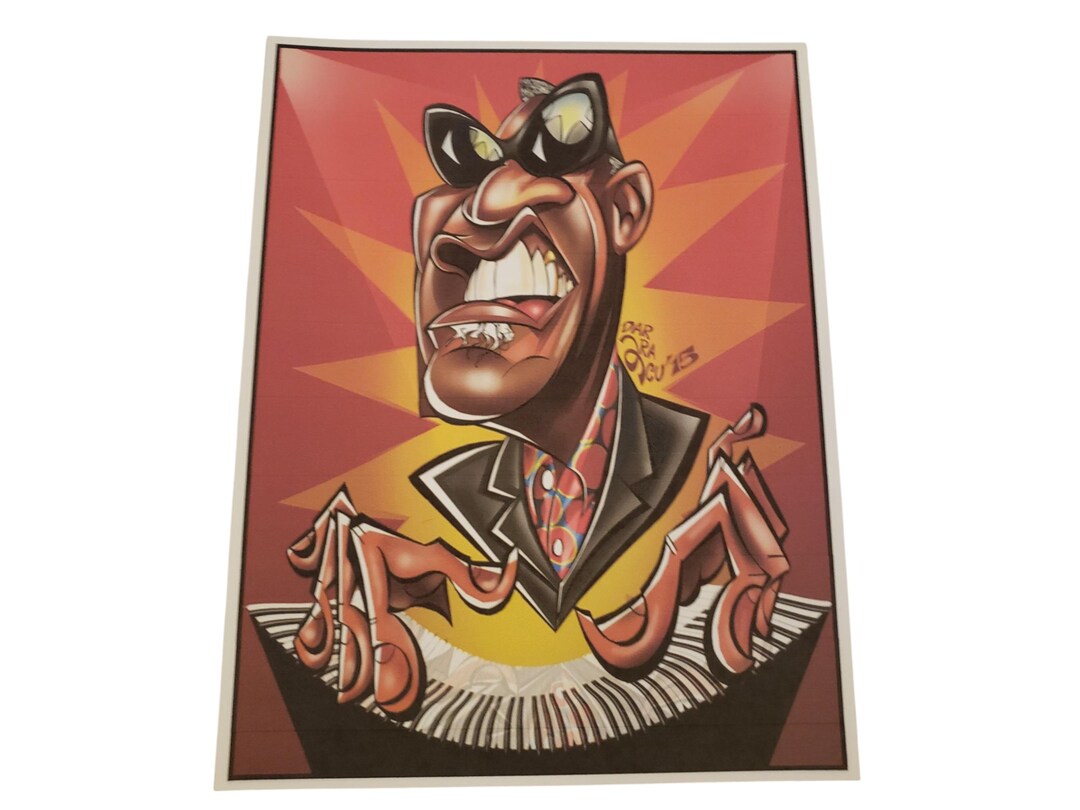 Vintage Ray Charles Caricature Cartoon Print Artwork - Etsy