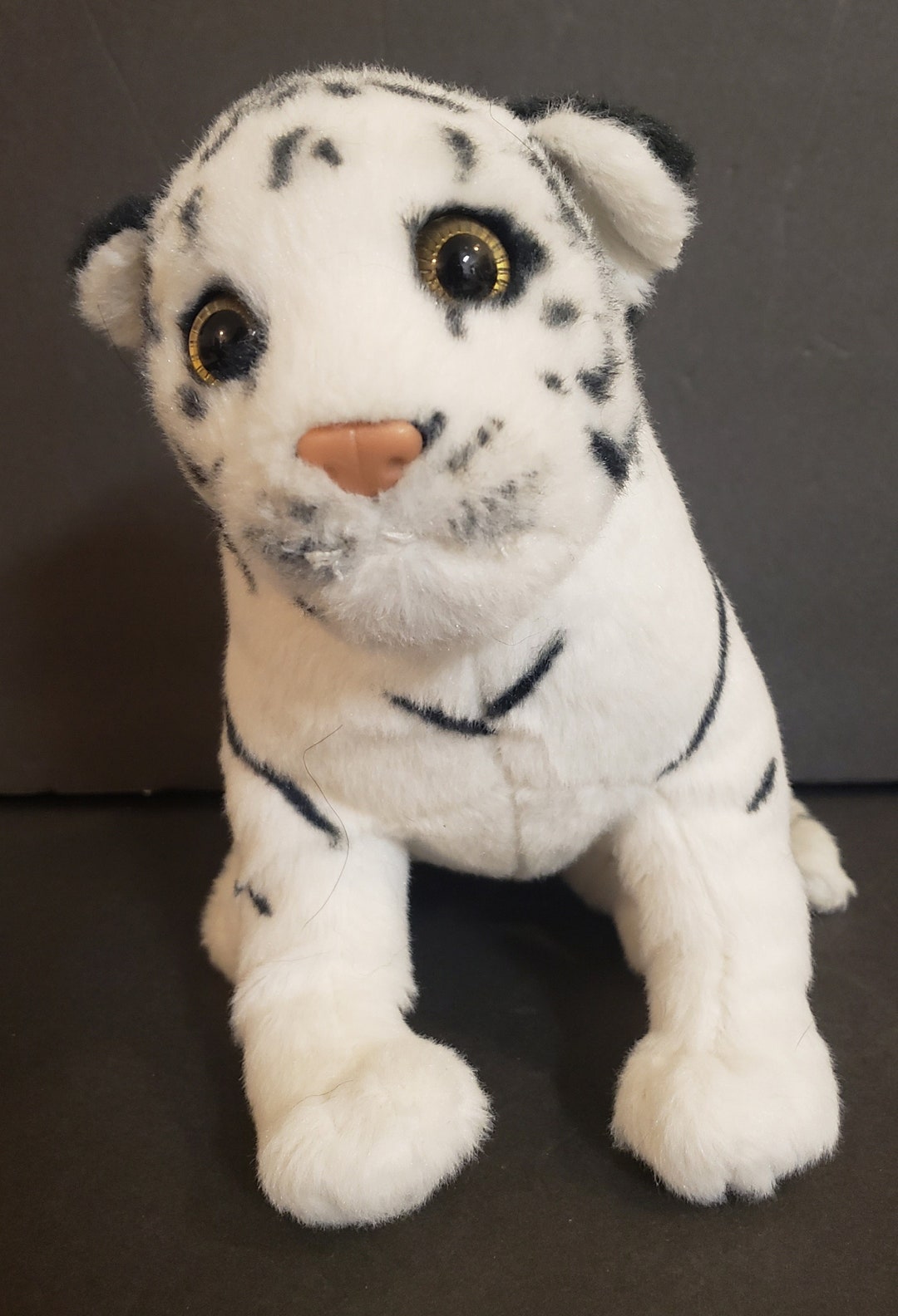White Begal Tiger Black Stripes 10 Inch Realistic Lifelike Sitting ...